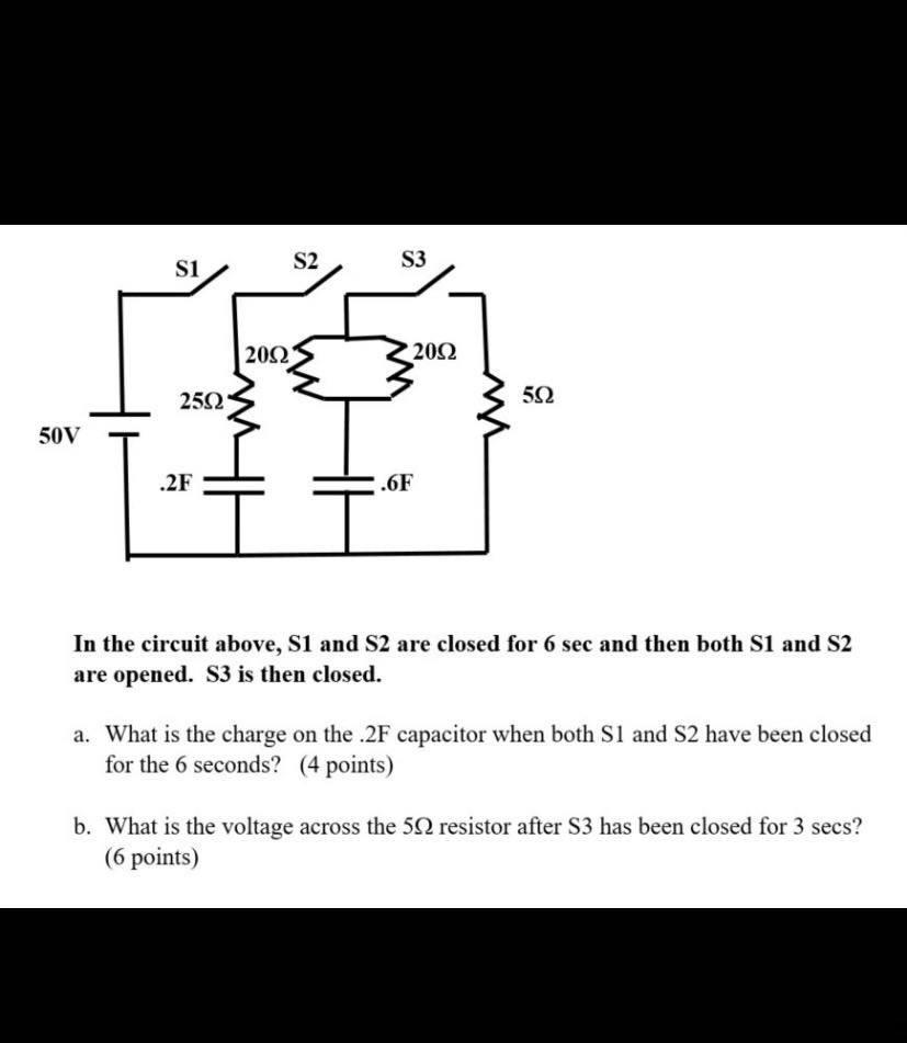Solved S1 S2 S3 2092 2012 2592 592 50V .2F .6F In the | Chegg.com
