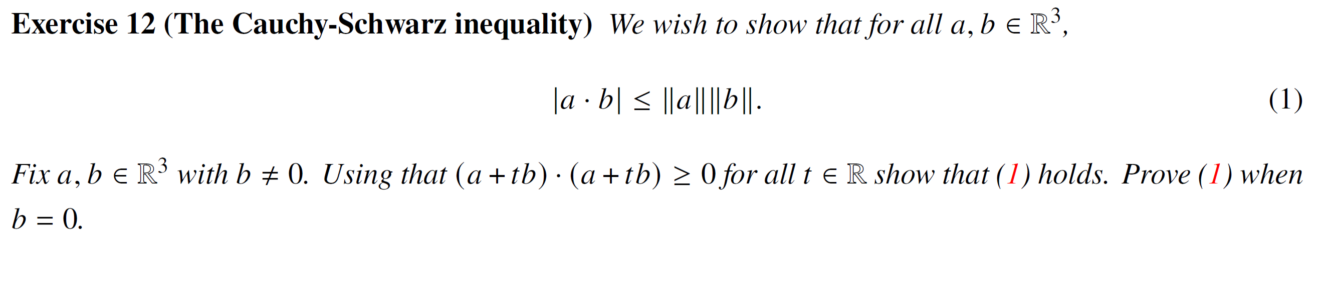 Solved Exercise 12 (The Cauchy-Schwarz inequality) ﻿We wish | Chegg.com