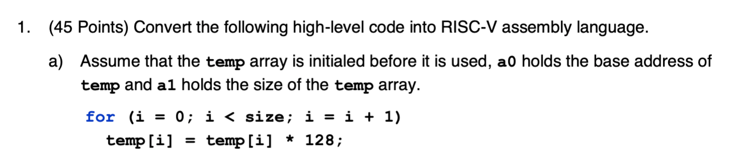 Solved 1 45 Points Convert The Following High Level Code 1304