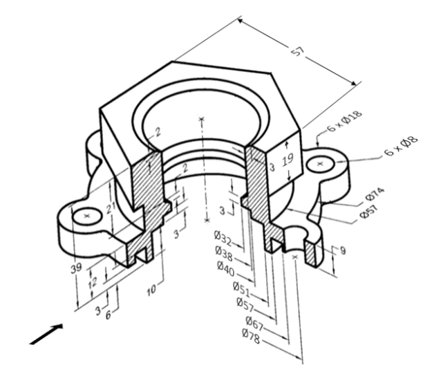Solved Draw the necessary orthographic views with | Chegg.com
