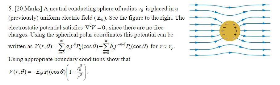 Solved 5. [20 Marks] A neutral conducting sphere of radius | Chegg.com