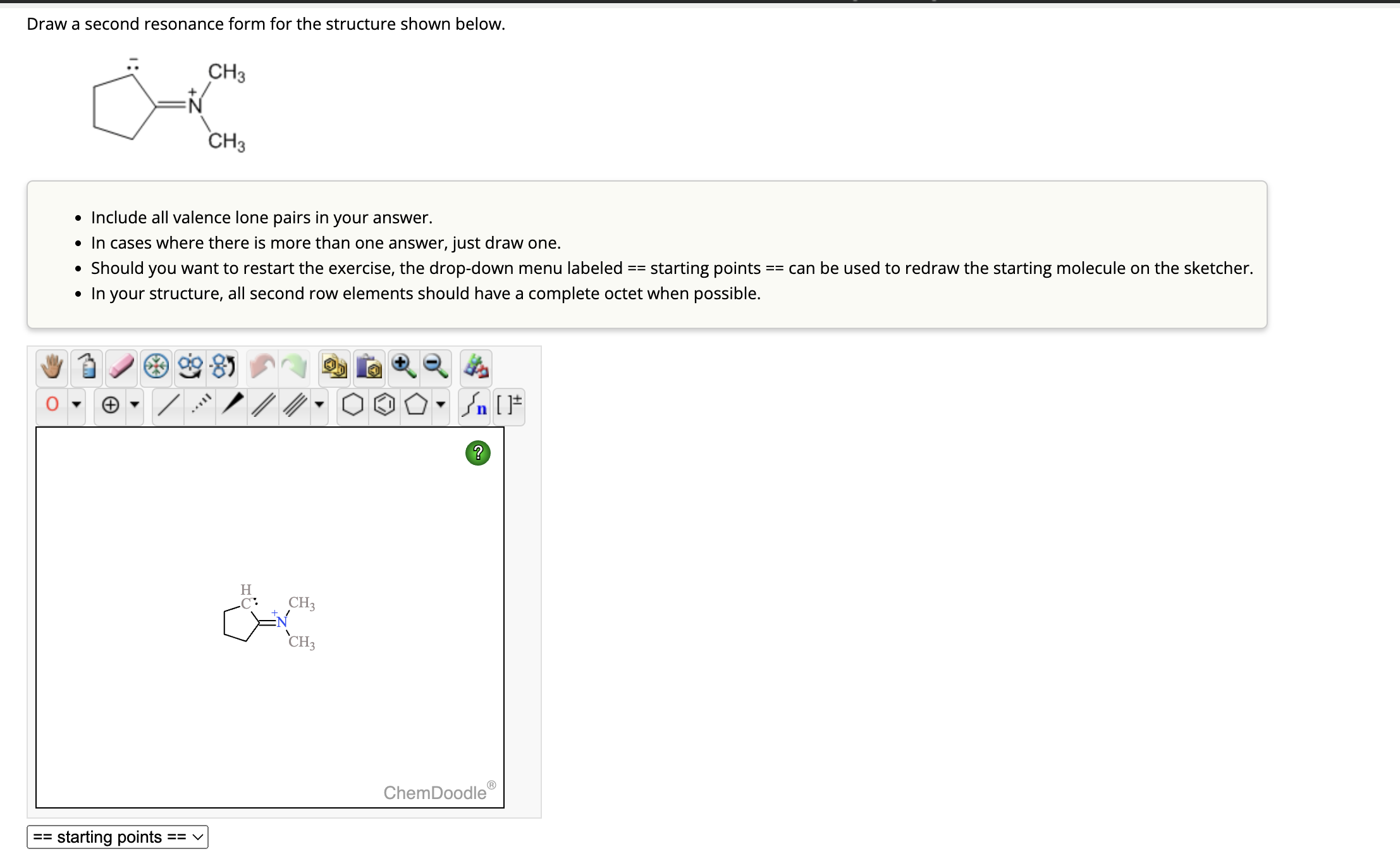 Solved Draw a second resonance form for the structure shown | Chegg.com