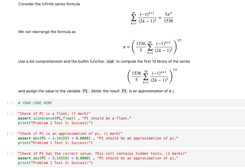 Solved Consider the infinite series formula | Chegg.com