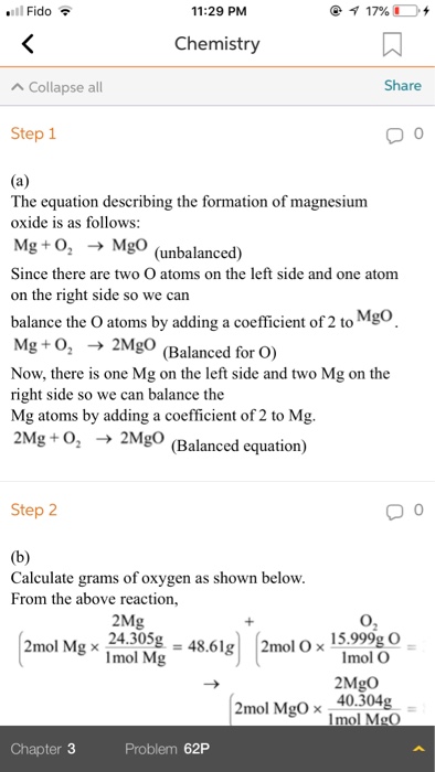 Solved 3.62 Magnesium metal burns in oxygen to form | Chegg.com