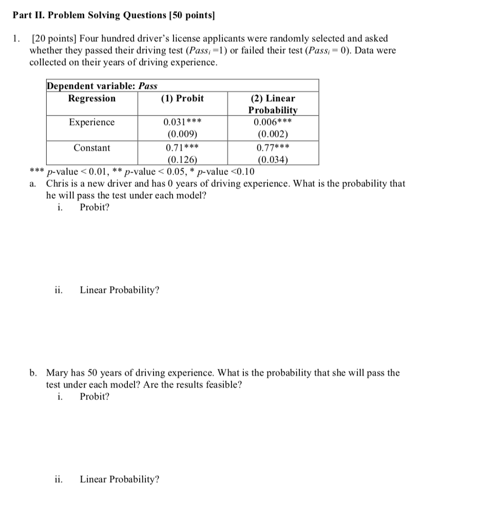 Solved Part II. Problem Solving Questions [50 points] [20 | Chegg.com