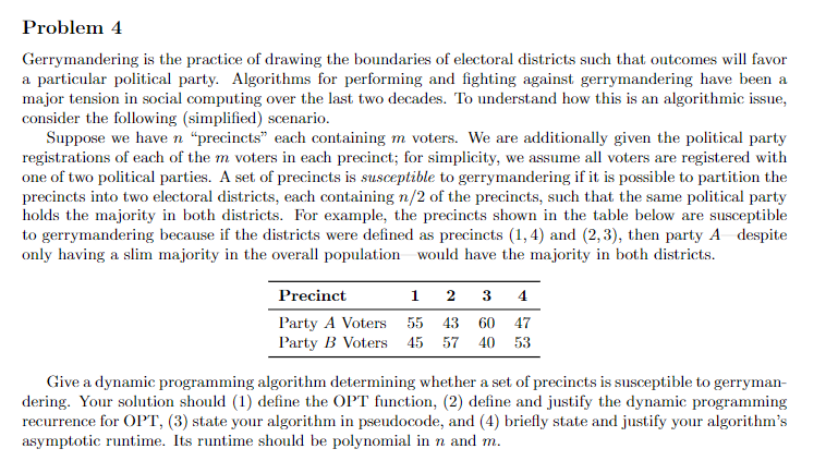 Solved Gerrymandering is the practice of drawing the | Chegg.com