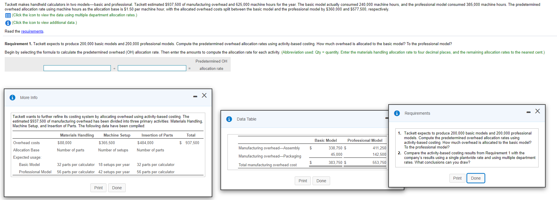 Solved Tackett makes handheld calculators in two | Chegg.com
