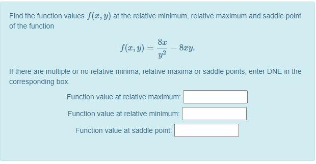 Solved Find the function values f(2,y) at the relative | Chegg.com
