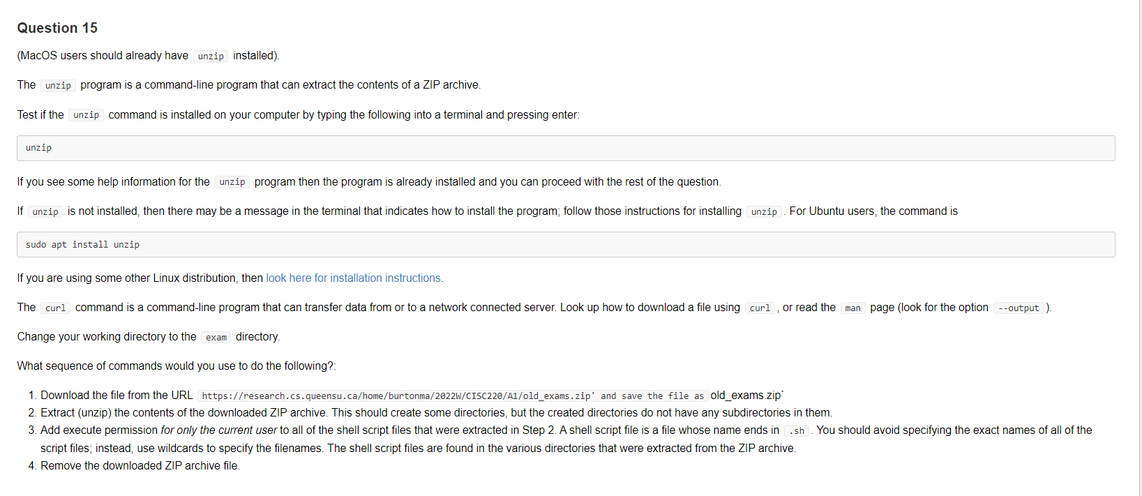 Solved CISC220 Assignment 1: Bash commands, redirection, | Chegg.com