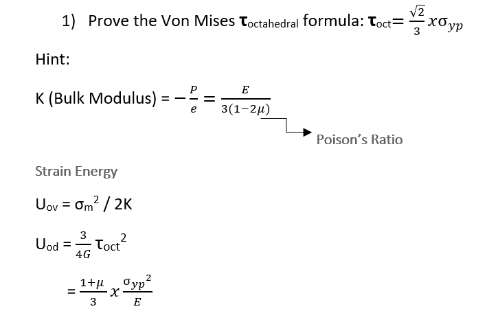 Solved 1) Prove the Von Mises τoctahedral formula: | Chegg.com