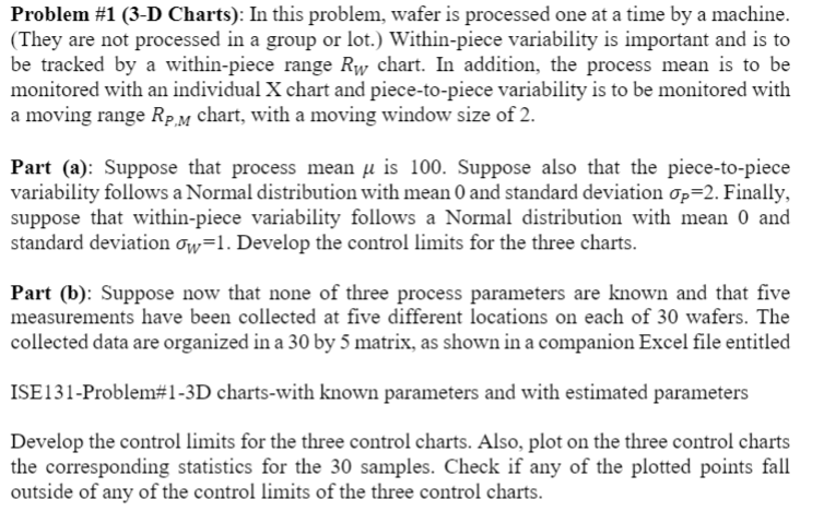 Problem #1 (3-D Charts): In this problem, wafer is | Chegg.com