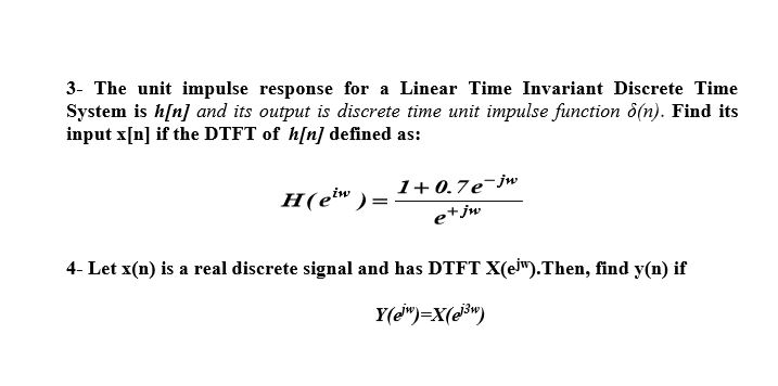 3- The unit impulse response for a Linear Time | Chegg.com