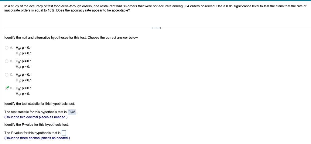 Solved inaccurate orders is equal to 10%. Does the accuracy | Chegg.com