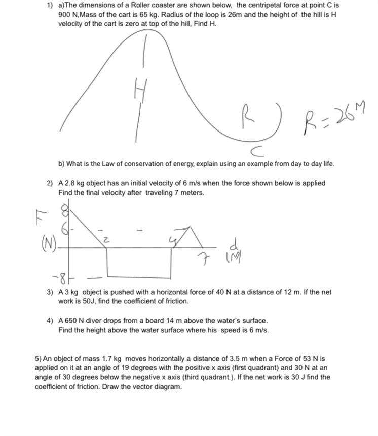 Solved 1) a)The dimensions of a Roller coaster are shown | Chegg.com