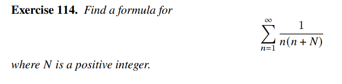 Solved Find a formula for 1 / (n(n+N)) where N is a | Chegg.com