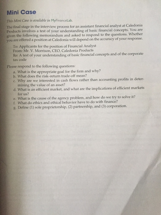 Solved Mini Case This Mini Case is available in | Chegg.com