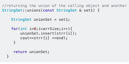Solved StringSet unions(const StringSet &) const - returns a | Chegg.com