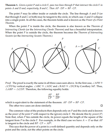 Solved Theorem 1. Given a point and a circler,pass two lines | Chegg.com