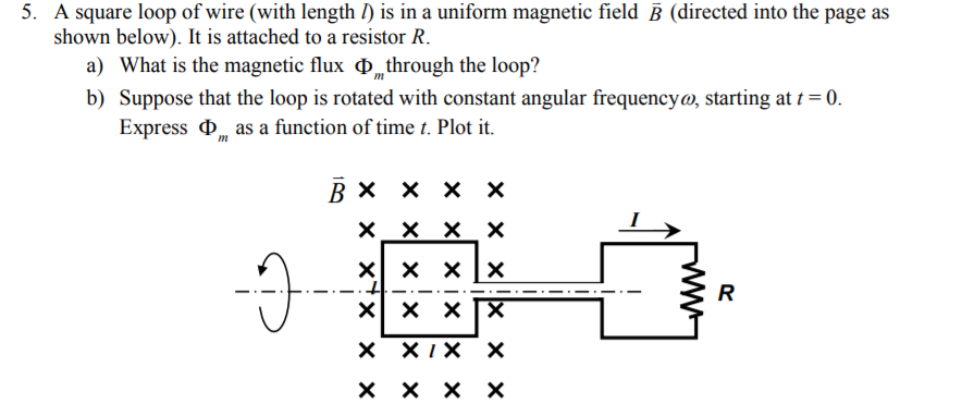 Solved 5. A square loop of wire (with length /) is in a | Chegg.com