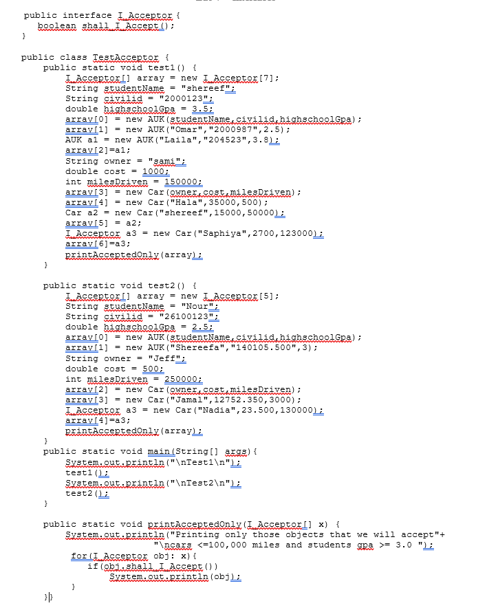 Solved Create 2 java source files one for AUK and one for | Chegg.com