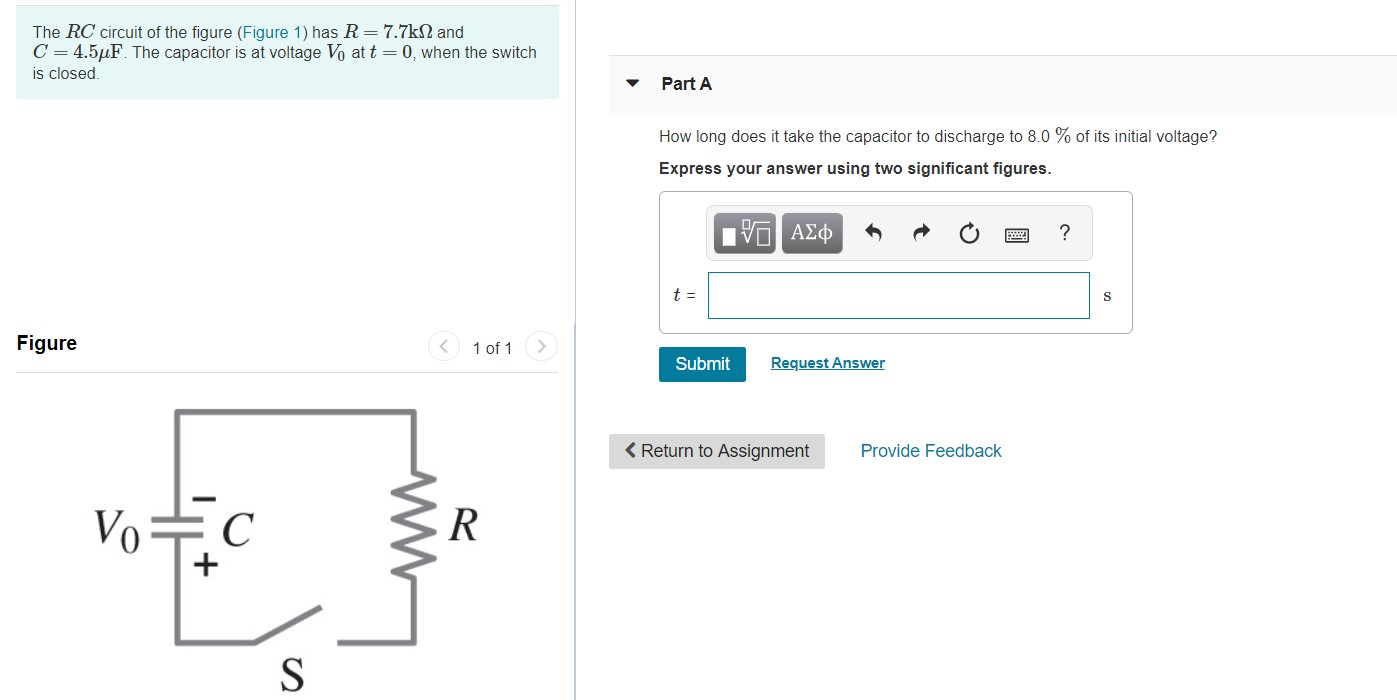 Solved The RC circuit of the figure (Figure 1) has R= 7.7k 2 | Chegg.com