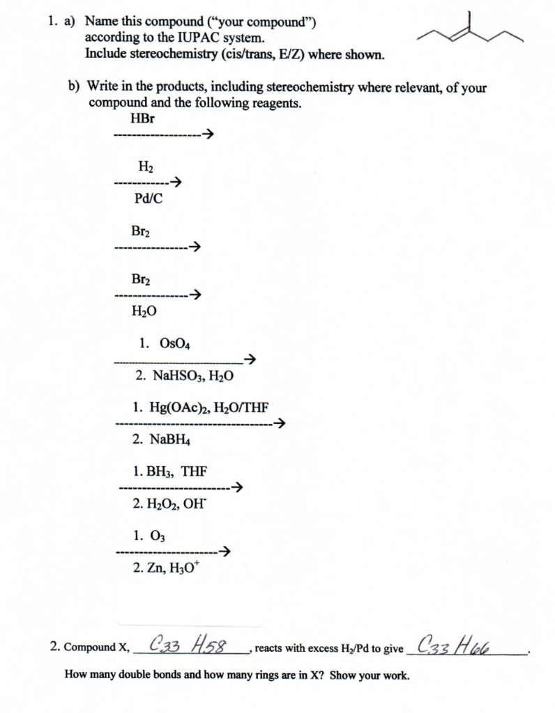 Solved 1. a) Name this compound ("your compound") according | Chegg.com