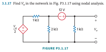 Solved 3.1.17 Find Vo in the network in Fig. P3.1.17 using | Chegg.com