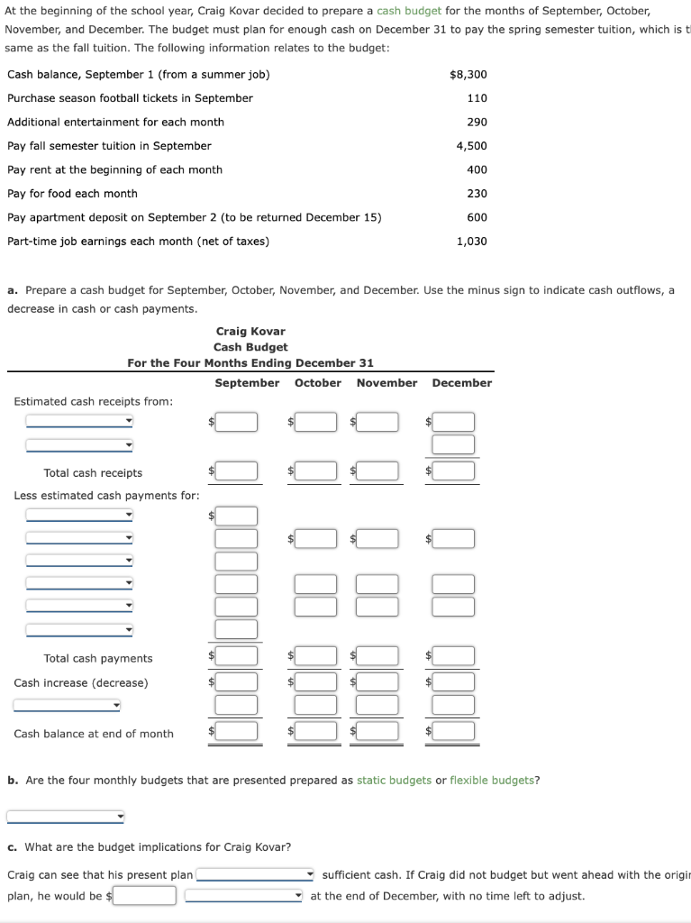 Solved At the beginning of the school year, Craig Kovar | Chegg.com