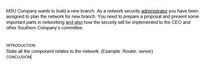 Solved MSU Company wants to build a new branch. As a network | Chegg.com