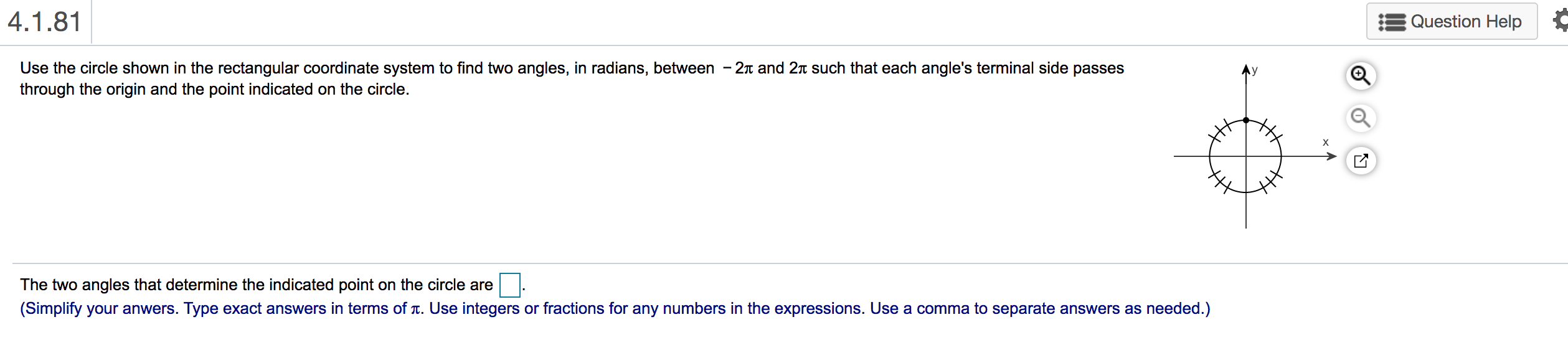 Solved 4.1.81 Question Help Use the circle shown in the | Chegg.com