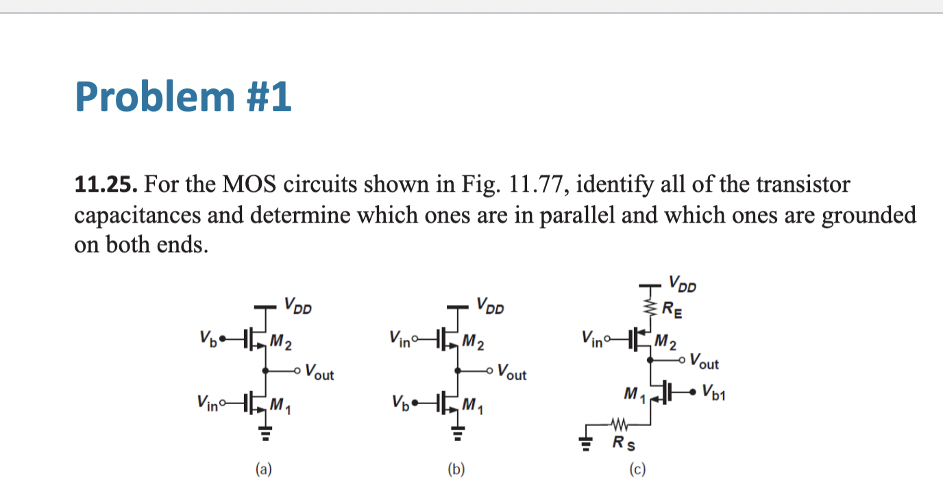 Solved 11.25. For the MOS circuits shown in Fig. 11.77, | Chegg.com