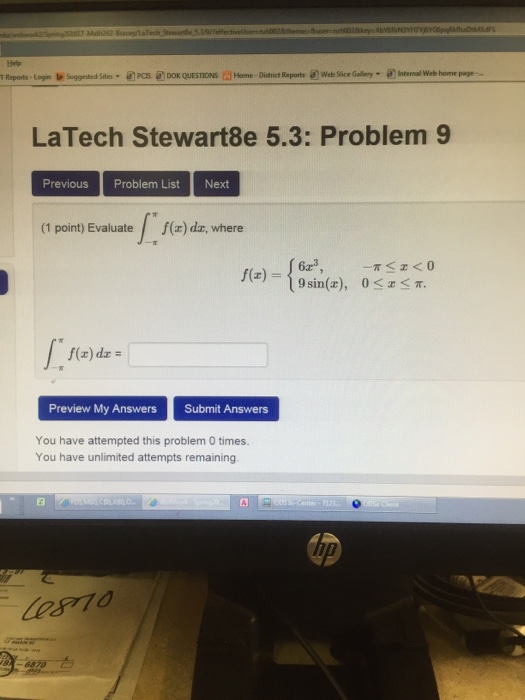 Solved Evaluate integral^pi_-pi f(x) dx, where f(x) = | Chegg.com