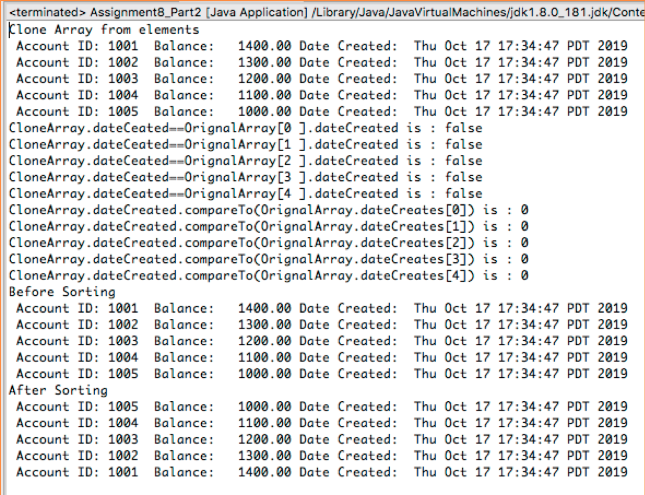 Solved (Enable the Account class comparable & | Chegg.com