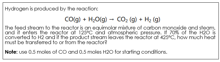 Solved Hydrogen is produced by the reaction: CO(g) + H2O(g) | Chegg.com