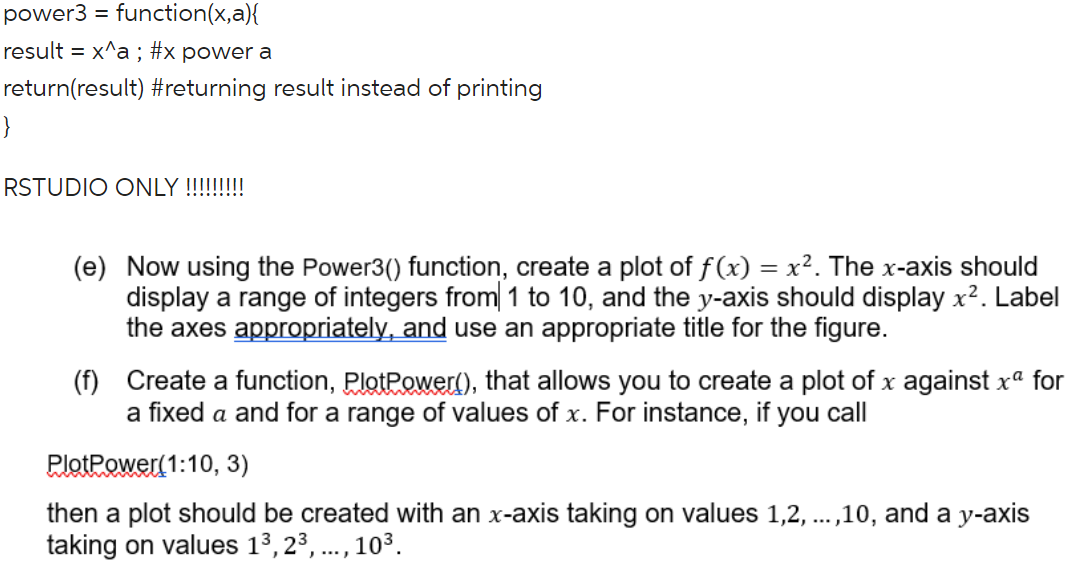 Solved power3 = function (x,a){ result =x∧a; #x power a | Chegg.com