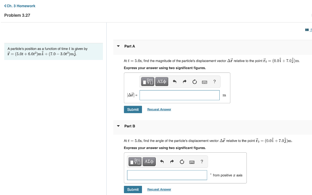 Solved A particle's position as a function of time t is | Chegg.com