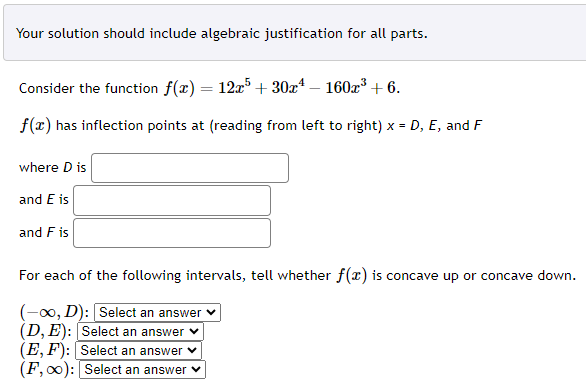Solved Your solution should include algebraic justification | Chegg.com