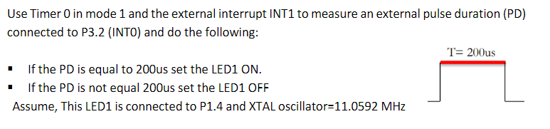 Use Timer 0 in mode 1 and the external interrupt INT1 | Chegg.com