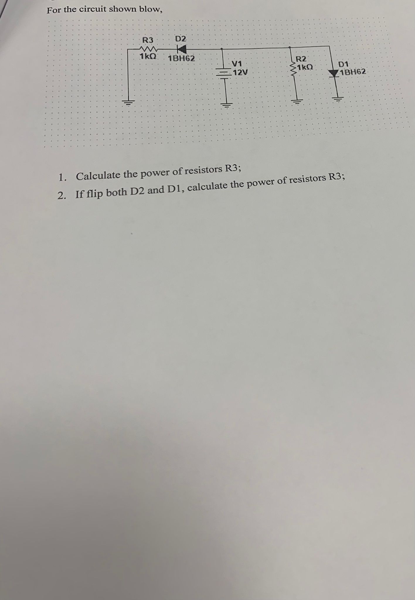 Solved For the circuit shown blow,Calculate the power of | Chegg.com