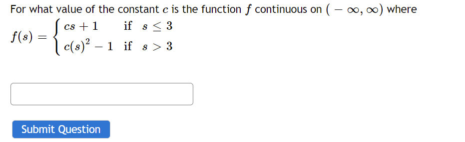 Solved For what value of the constant c is the function f | Chegg.com