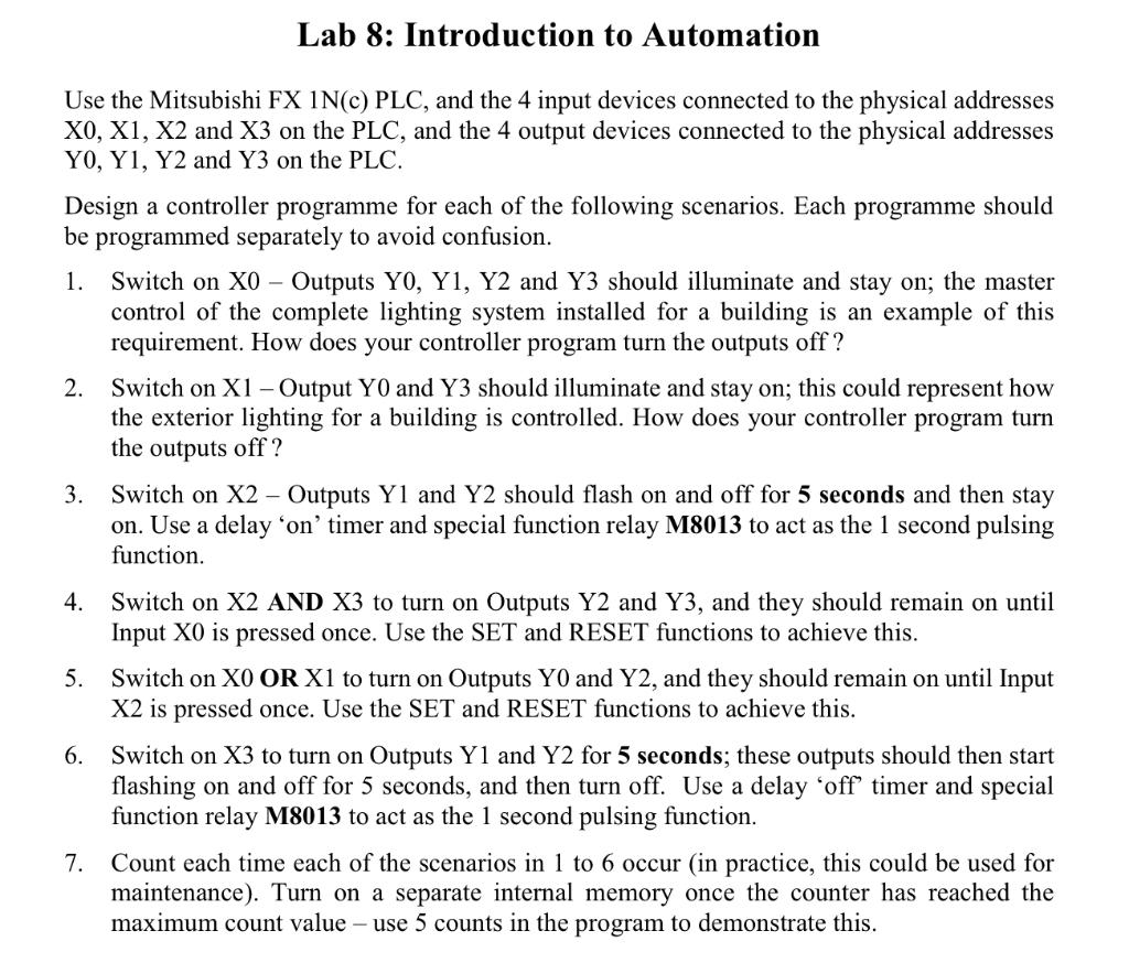 Solved Lab 8: Introduction to Automation Use the Mitsubishi | Chegg.com