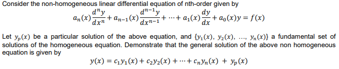 Solved Consider the non-homogeneous linear differential | Chegg.com