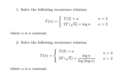 Solved Solve the following recurrence relation using | Chegg.com