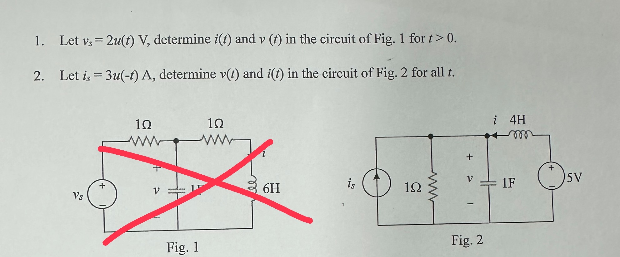 Solved solve question 2, ﻿pleaseLet is=3u(-t)A, ﻿determine | Chegg.com