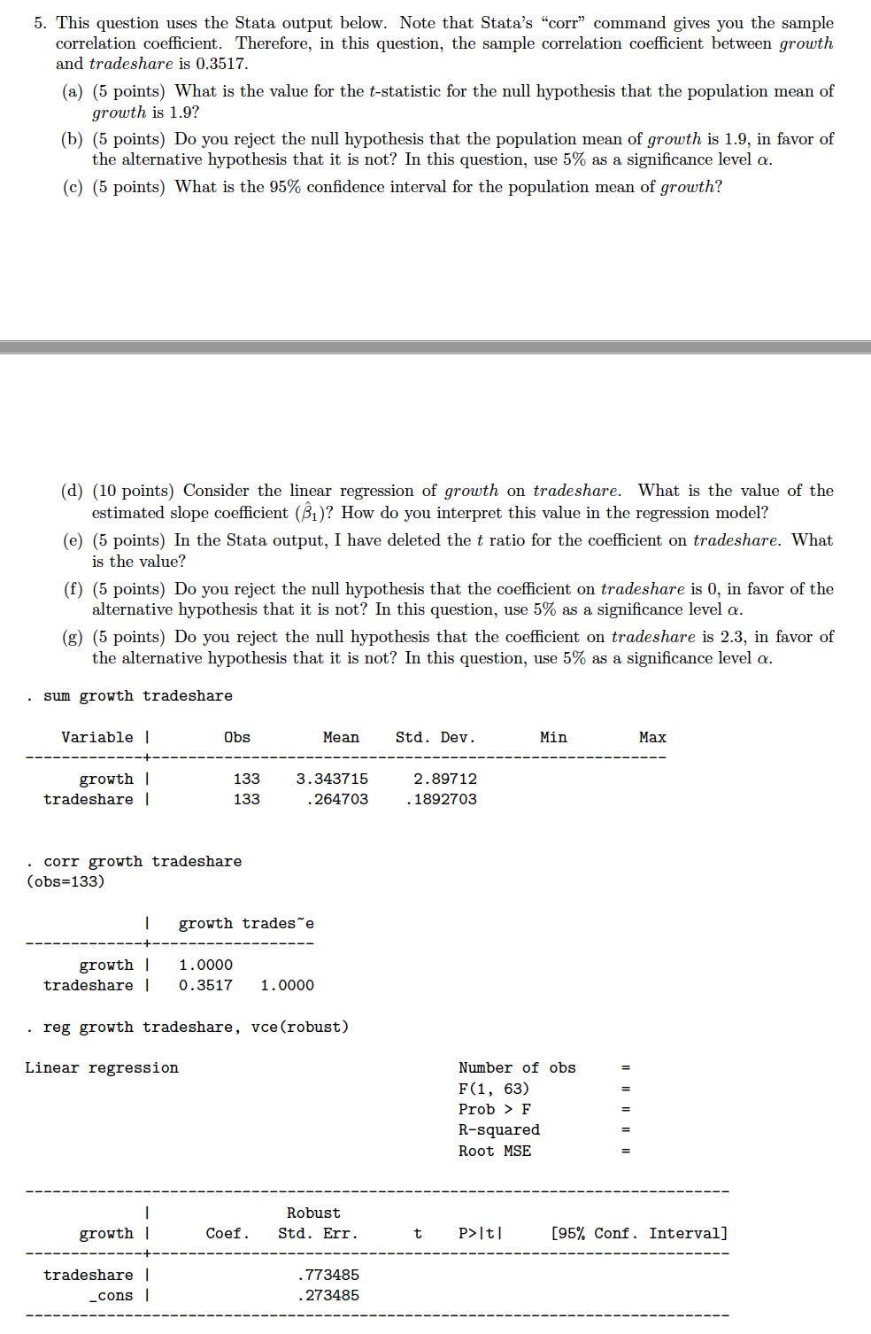 Solved 4. (a) (5 points) Explain what the zero conditional | Chegg.com