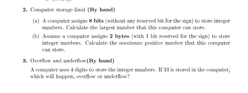 Solved 2. Computer storage limit (By hand) (a) A computer | Chegg.com