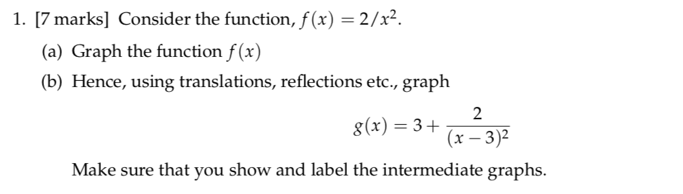 Solved 1. [7 marks] Consider the function, f(x)=2/x2. (a) | Chegg.com