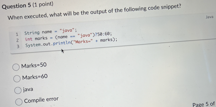 Solved Question 5 (1 ﻿point) ﻿When executed, what will be | Chegg.com