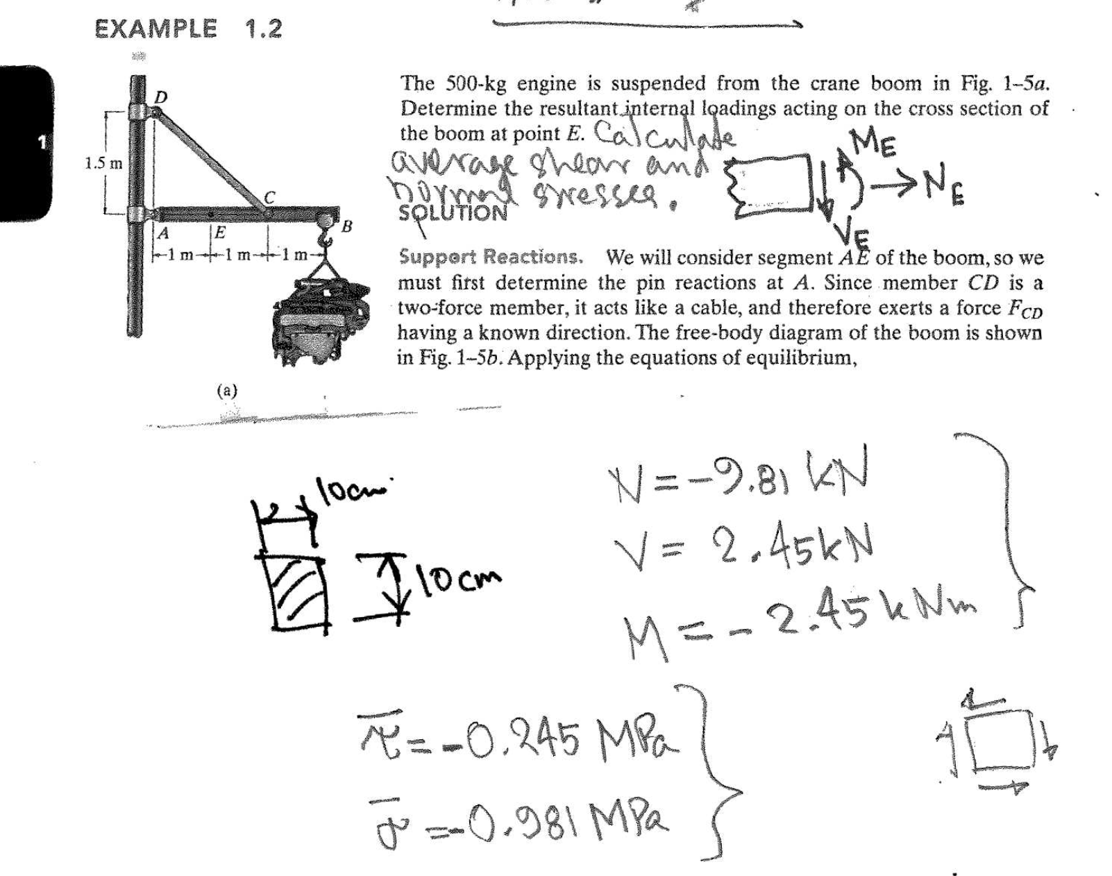 Solved EXAMPLE 1.2 1 The 500-kg engine is suspended from the | Chegg.com Solved EXAMPLE 1.2 1 The 500-kg engine is suspended from the | Chegg.com