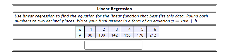 Solved Linear Regression Use linear regression to find the | Chegg.com